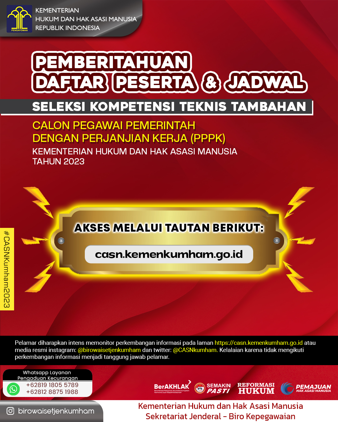 Jadwal Seleksi Kompetensi Teknis Tambahan PPPK Calon PPPK Kemenkumham RI Tahun 2023 ~ SELEKSI ...